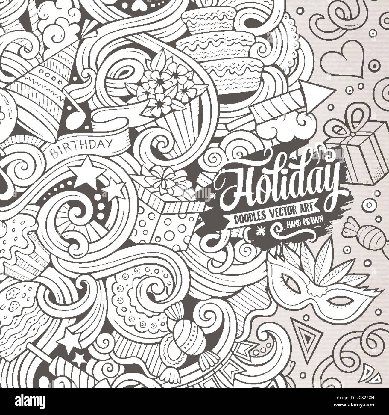 Cartoon hand-drawn doodles holidays illustration Stock Vector Image ...