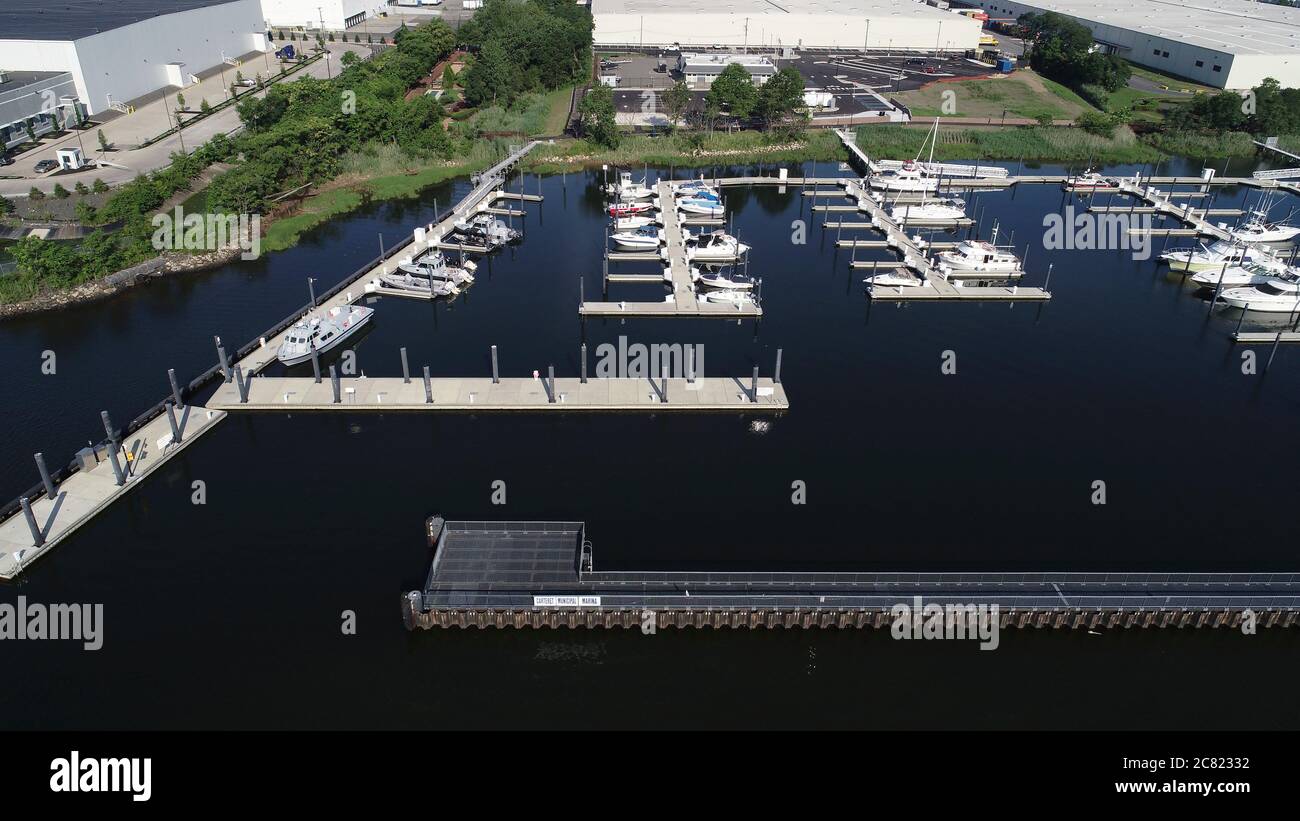 Aerial View of Carteret Municipal Marina along the Arthur Kill in NJ ...