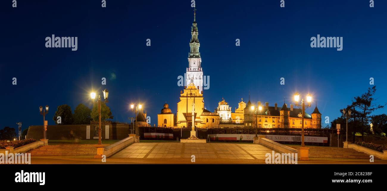 Panorama of Jasna Gora Monastery in Poland at night Stock Photo - Alamy
