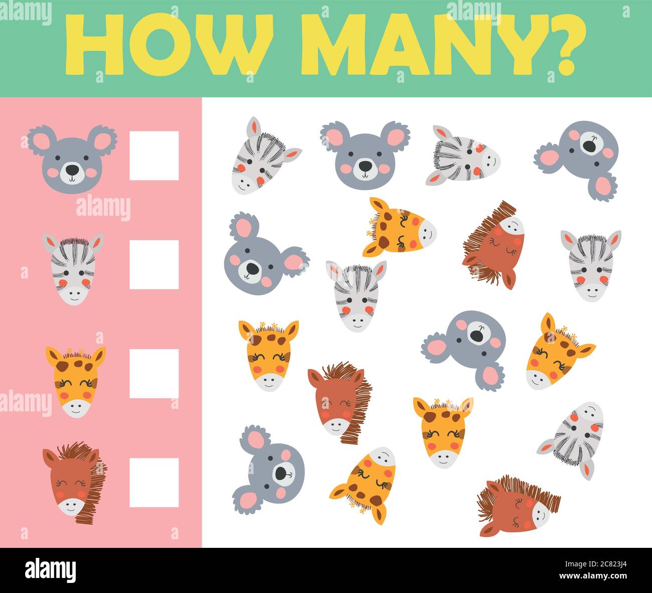 Cartoon Illustration of Education Mathematical Game of Animals Counting ...