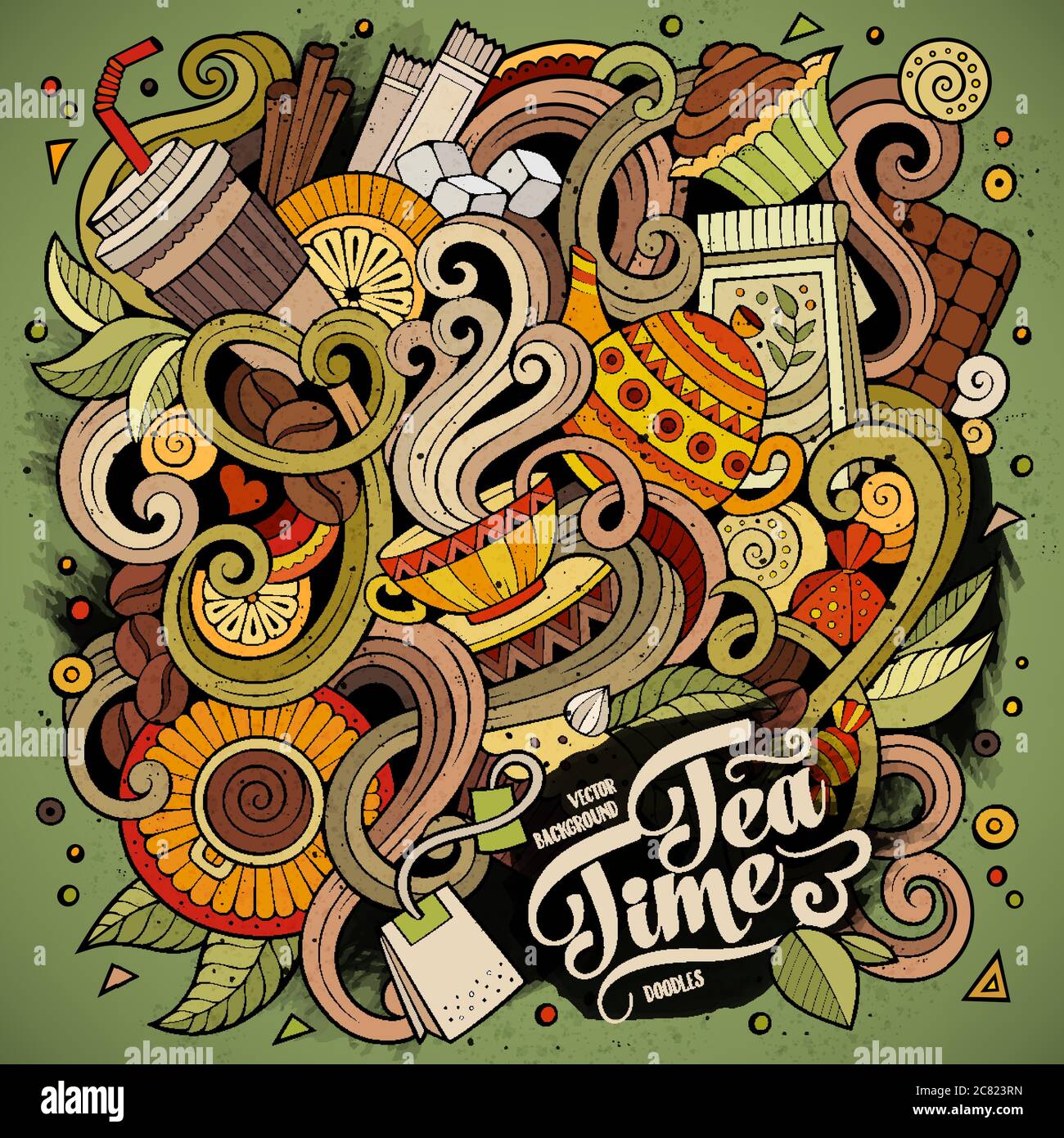 Cartoon doodles cafe, coffee shop background Stock Vector Image & Art ...