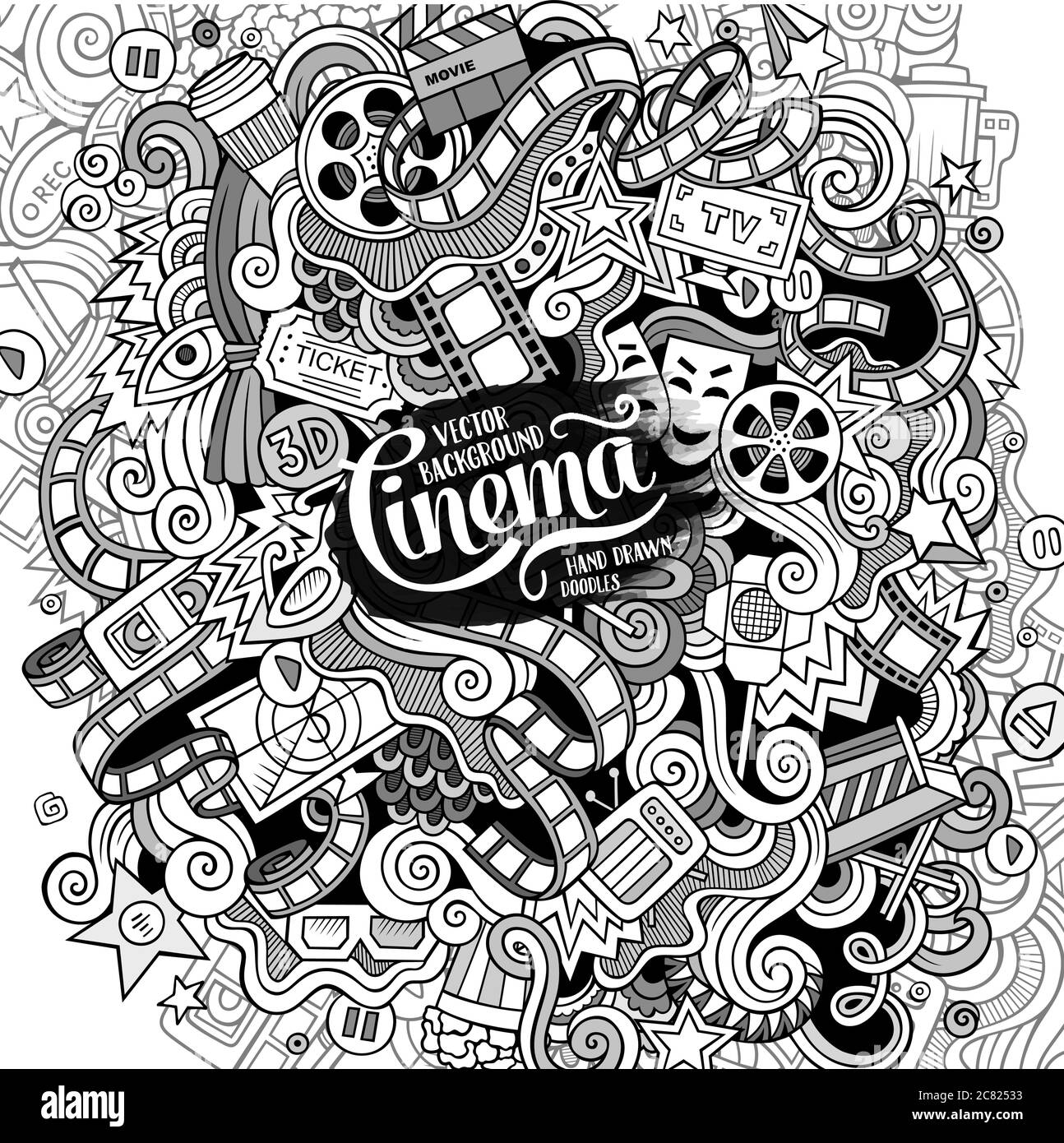 Cartoon doodles cinema frame design Stock Vector Image & Art - Alamy