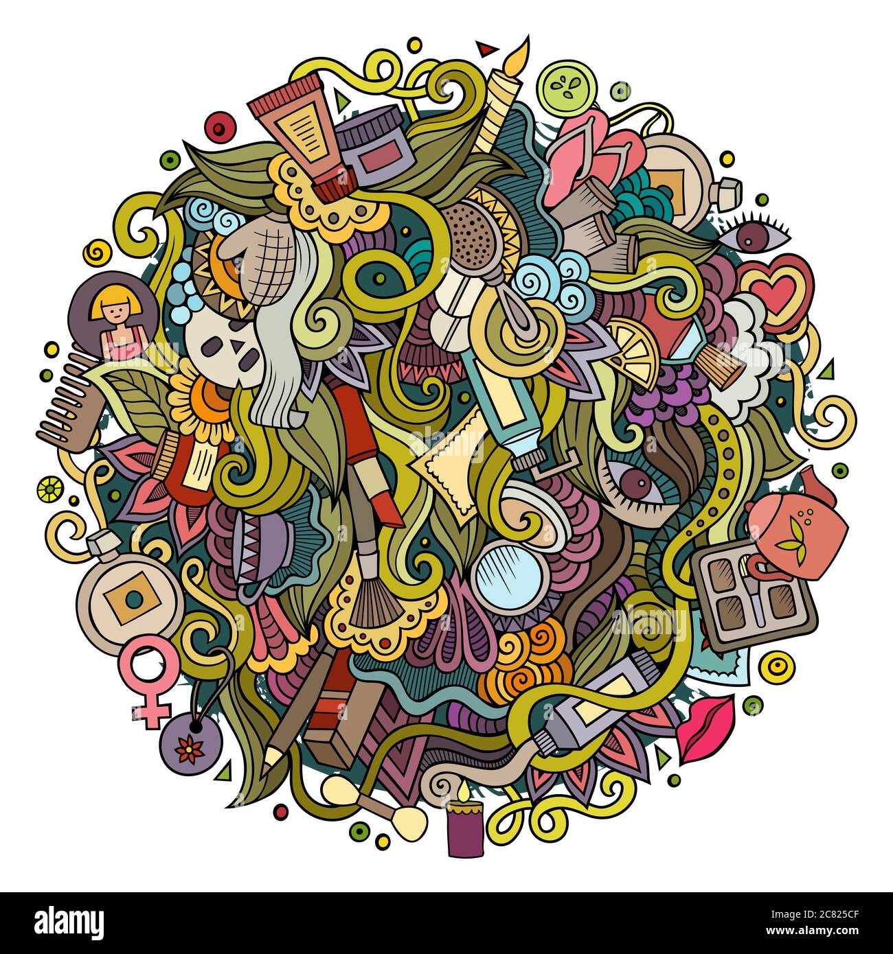 Cartoon cute doodles hand drawn Beauty illustration Stock Vector Image ...