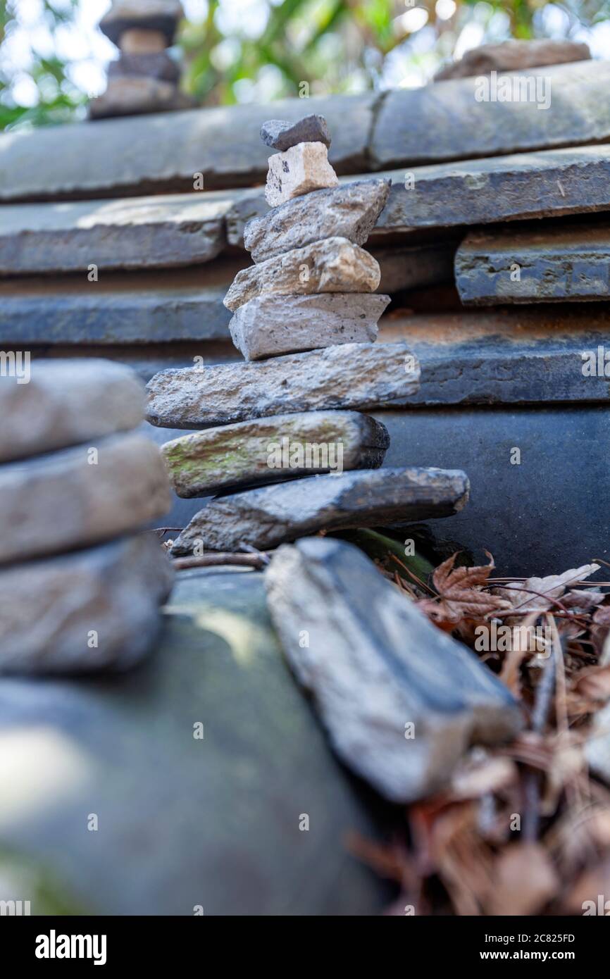 Zen stacking stones in Bulguksa Temple, Gyeongju, South Korea Stock ...