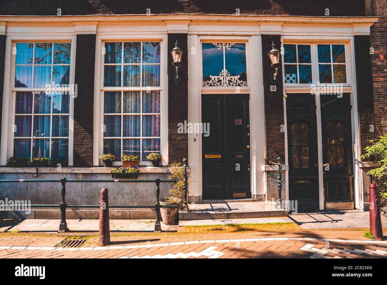 Closeup shot of an entrance into an building with traditional design ...