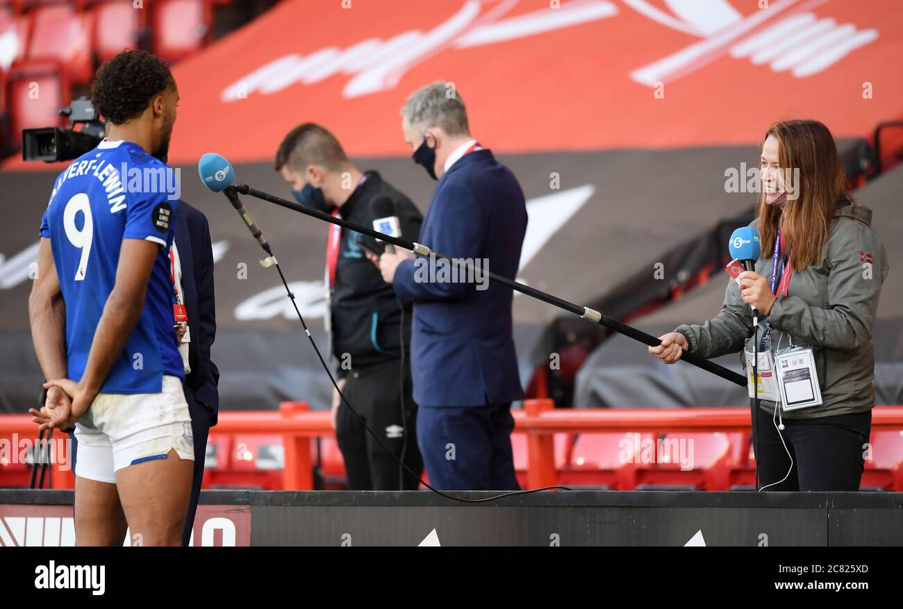 Everton's Dominic Calvert-Lewin interiewed by Radio 5 Live during the ...