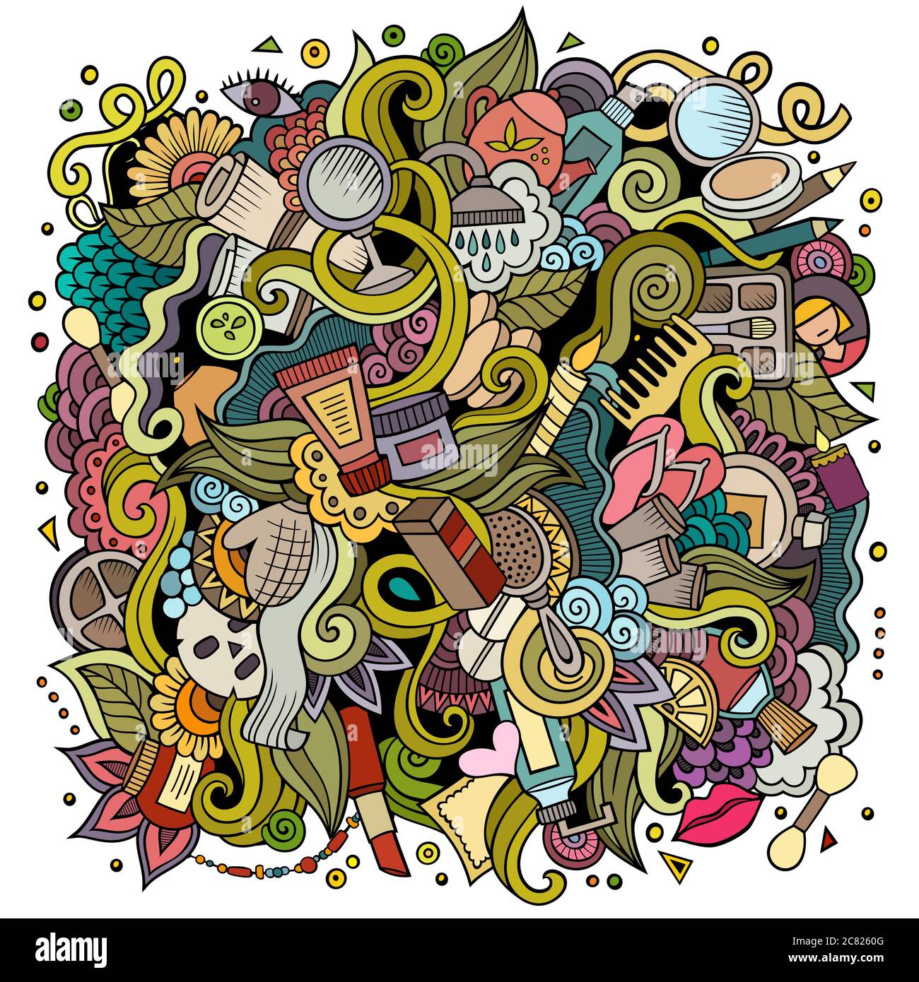 Cartoon cute doodles hand drawn Beauty illustration Stock Vector Image ...