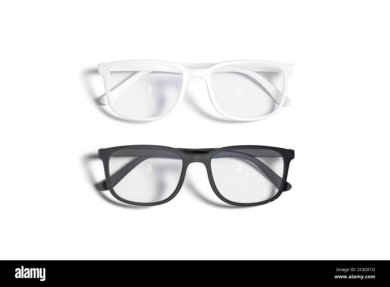 Blank black and white eye glasses mockup set, top view Stock Photo - Alamy