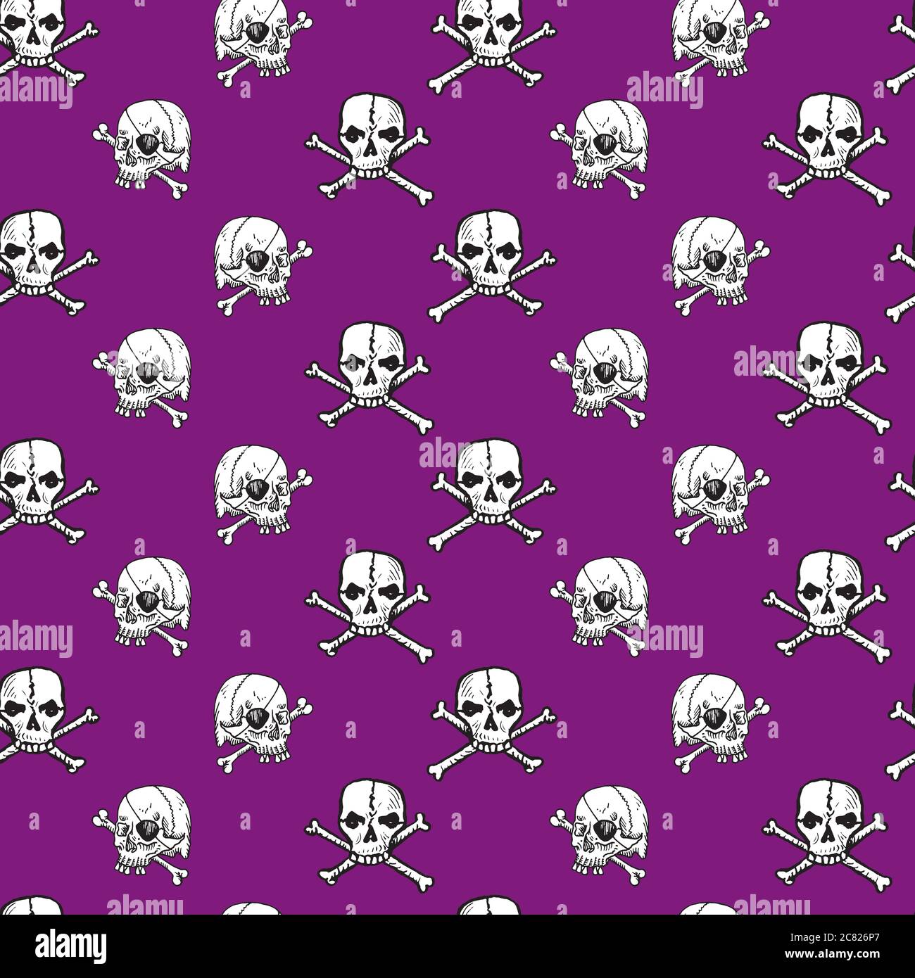 Purple Skull And Crossbones