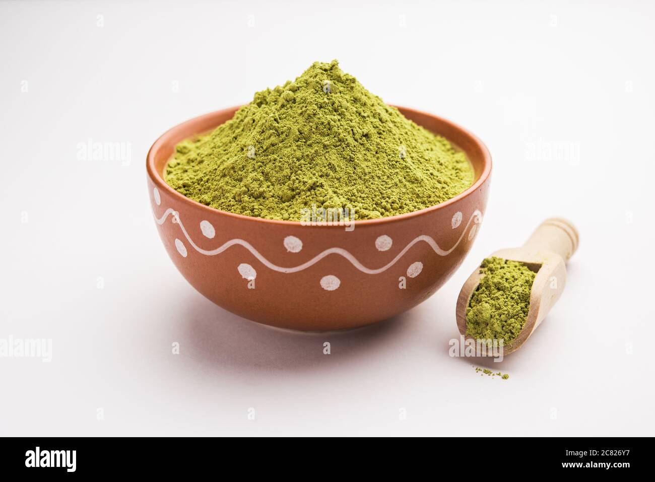 Herbal henna or Mehandi powder in a bowl forming heap, Used for Tattoo ...