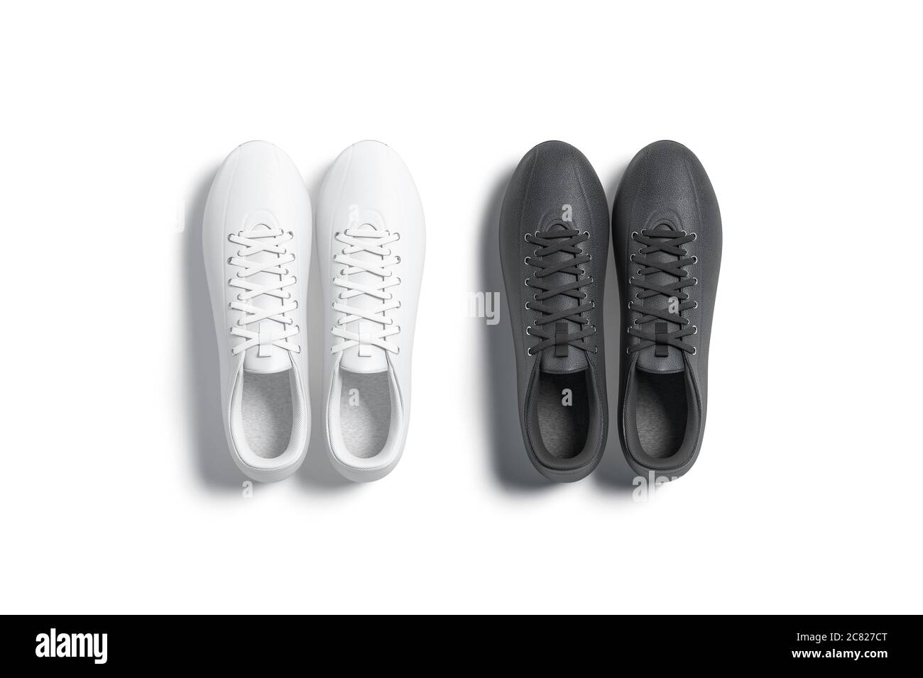 Blank black and white soccer boots pair mockup, top view Stock Photo ...