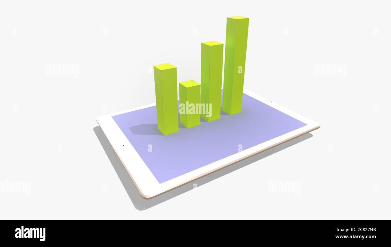 3d render statistic charts. Idea Business growth ,graph on a tablet ...