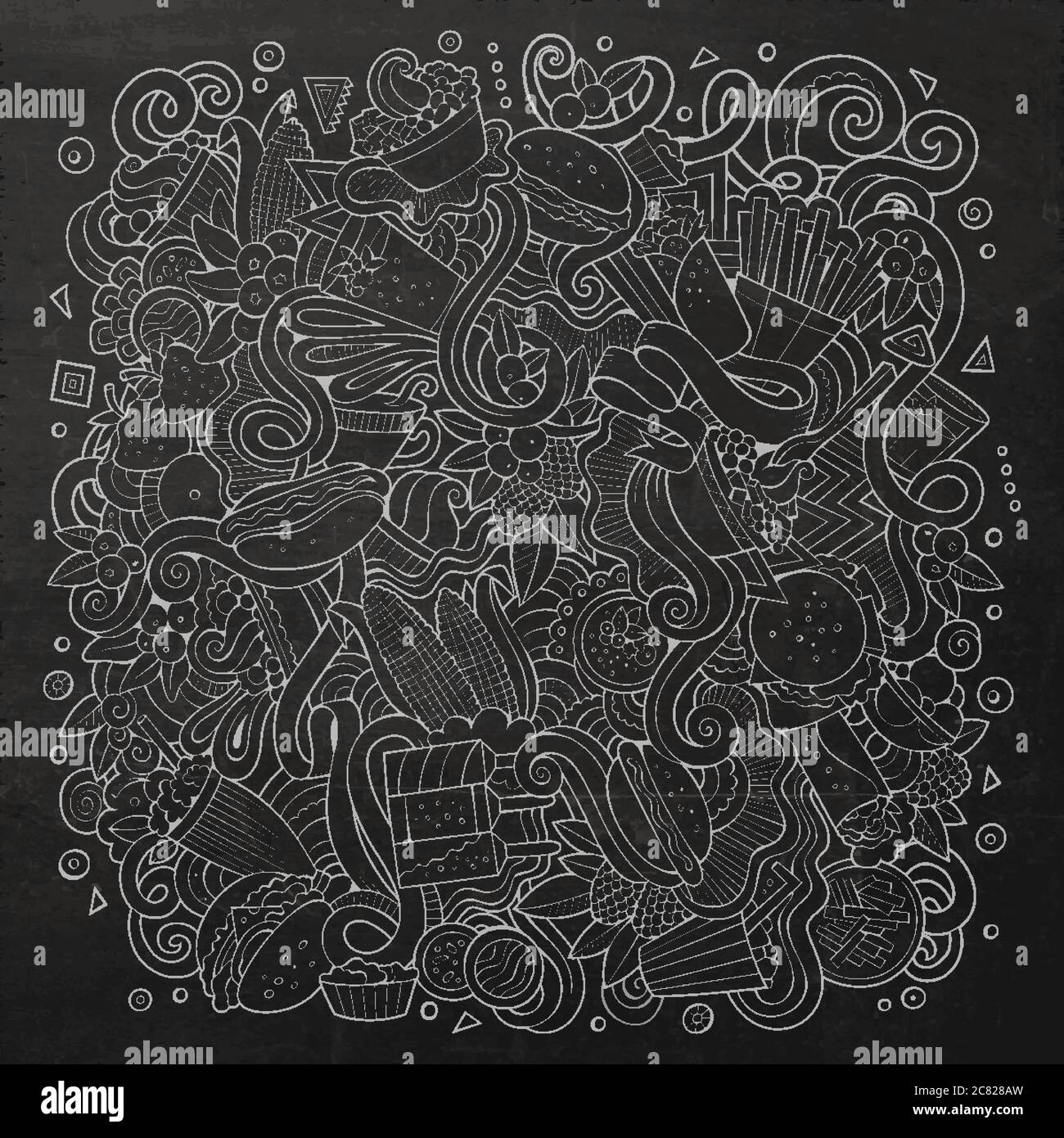 Cartoon cute doodles hand drawn Fastfood illustration Stock Vector ...