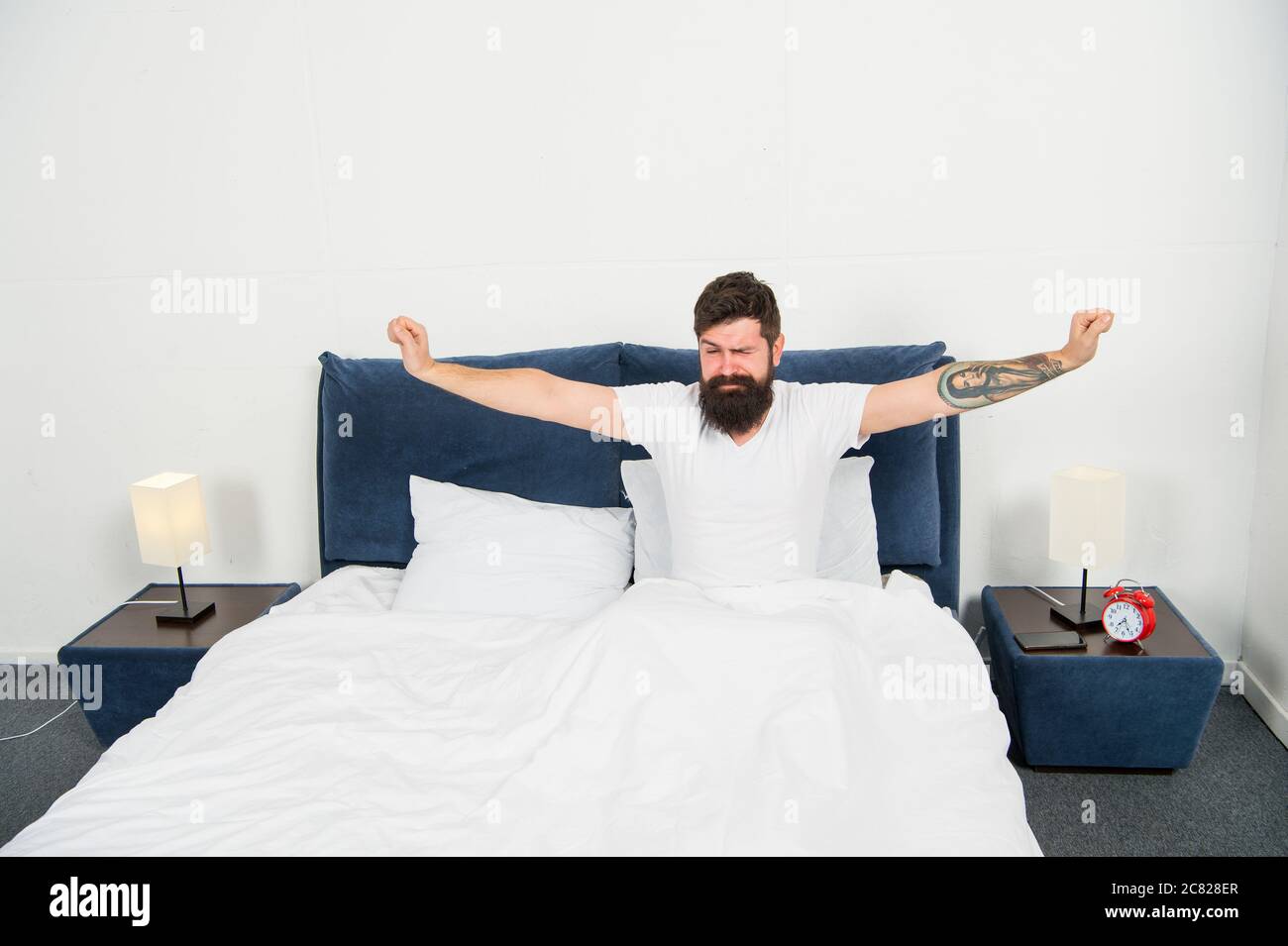 Sleeping man in bed full body hi-res stock photography and images - Alamy