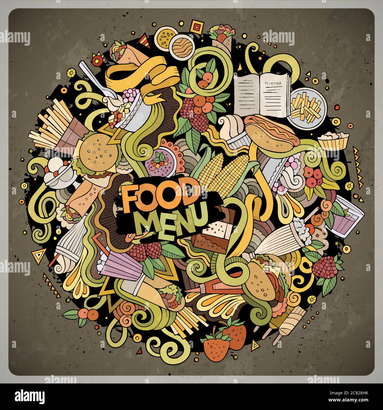Cartoon cute doodles hand drawn Fastfood illustration Stock Vector ...