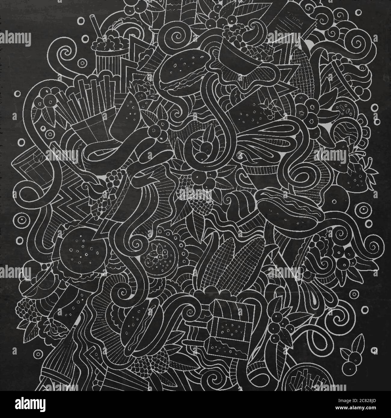 Cartoon cute doodles hand drawn Fastfood illustration Stock Vector ...