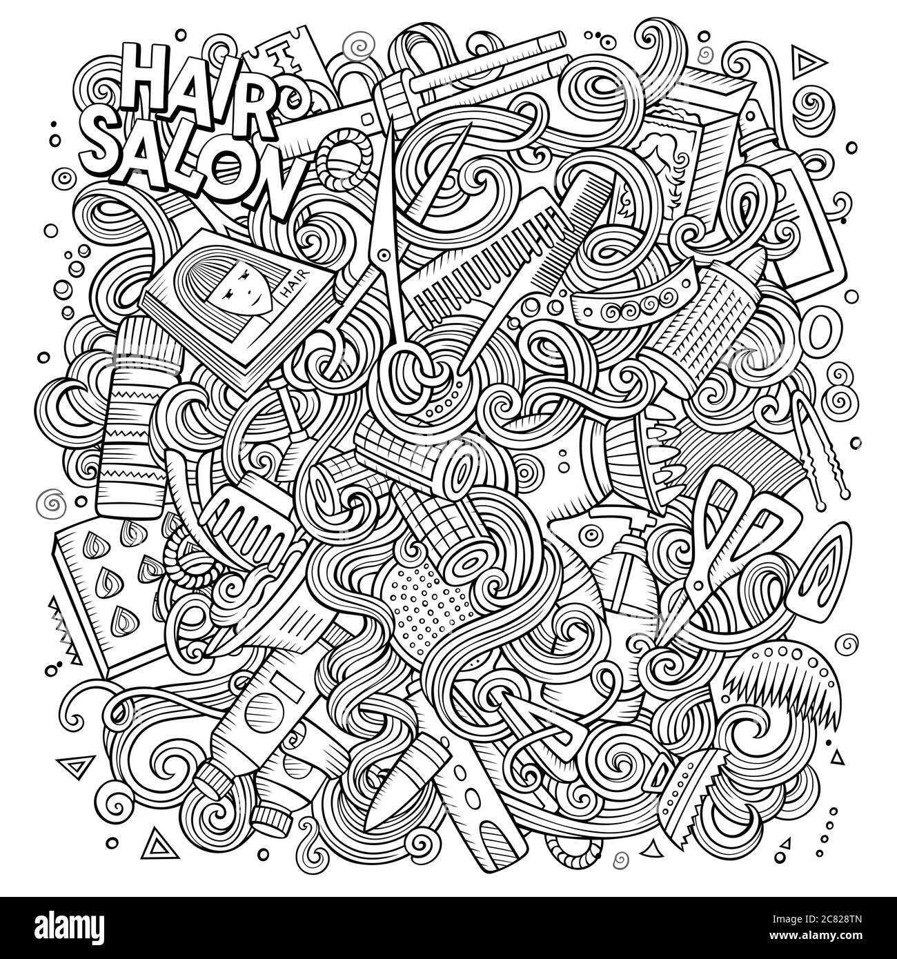 Cartoon doodles Hair salon illustration Stock Vector Image & Art - Alamy