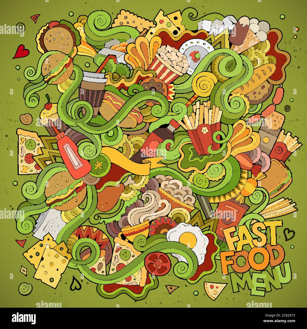 Fast food doodles elements background Stock Vector Image & Art - Alamy