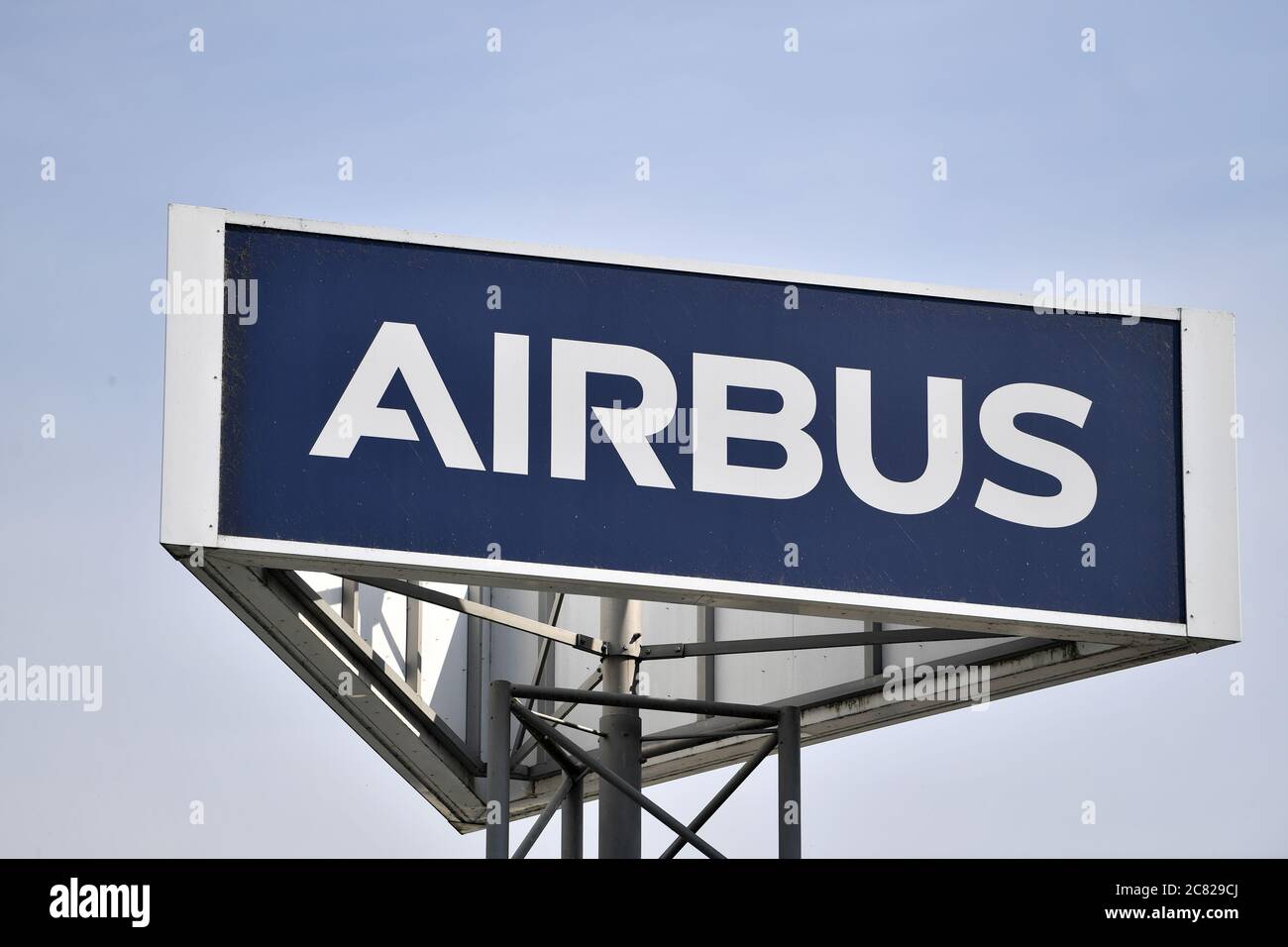 AIRBUS company emblem, logo, lettering. Markus SOEDER (Minister ...