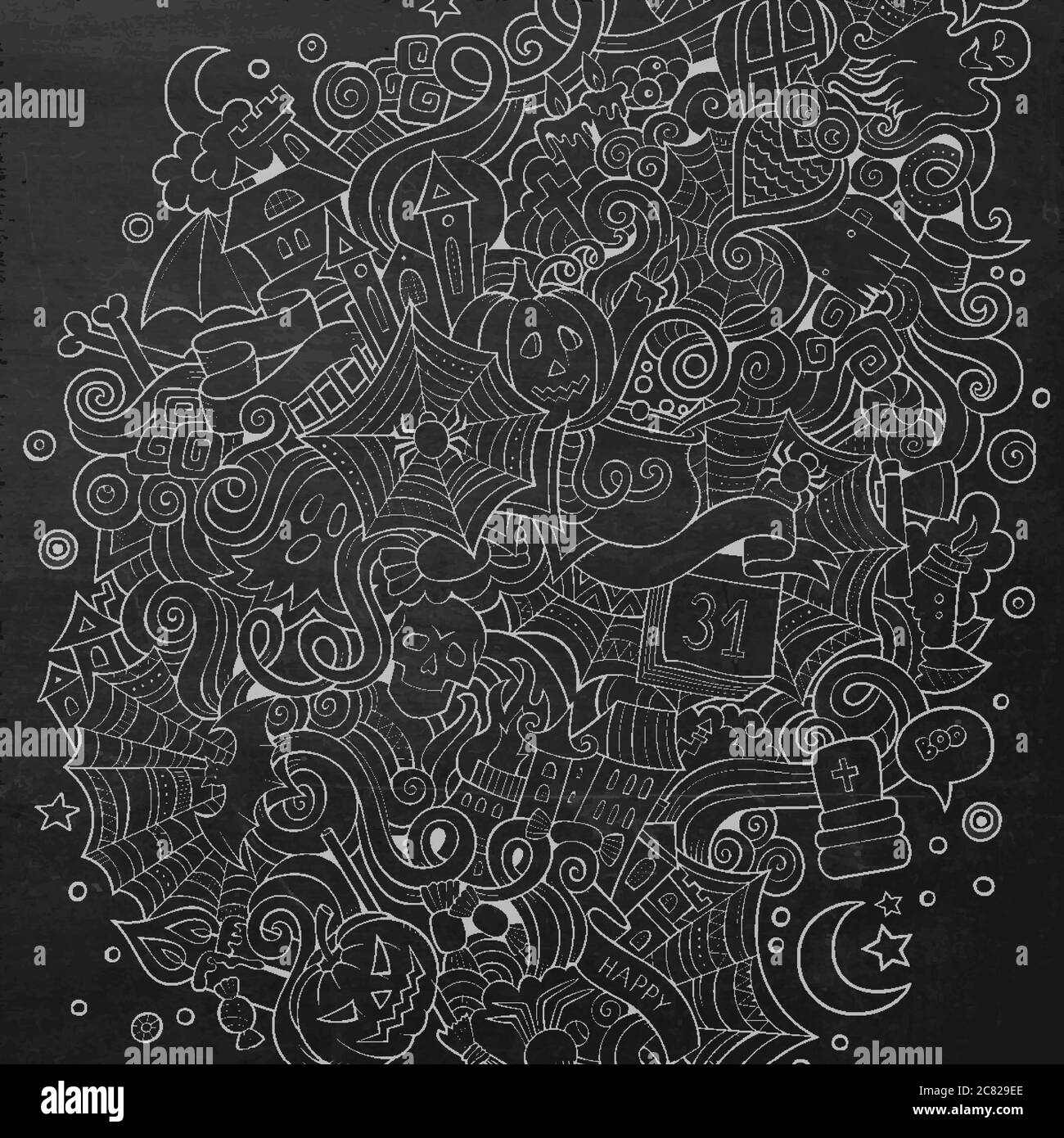 Cartoon cute doodles hand drawn Halloween illustration Stock Vector ...