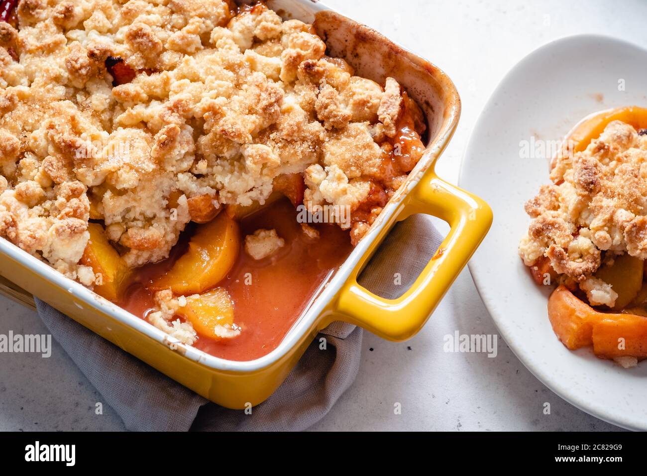 Peach cobbler dessert Stock Photo - Alamy