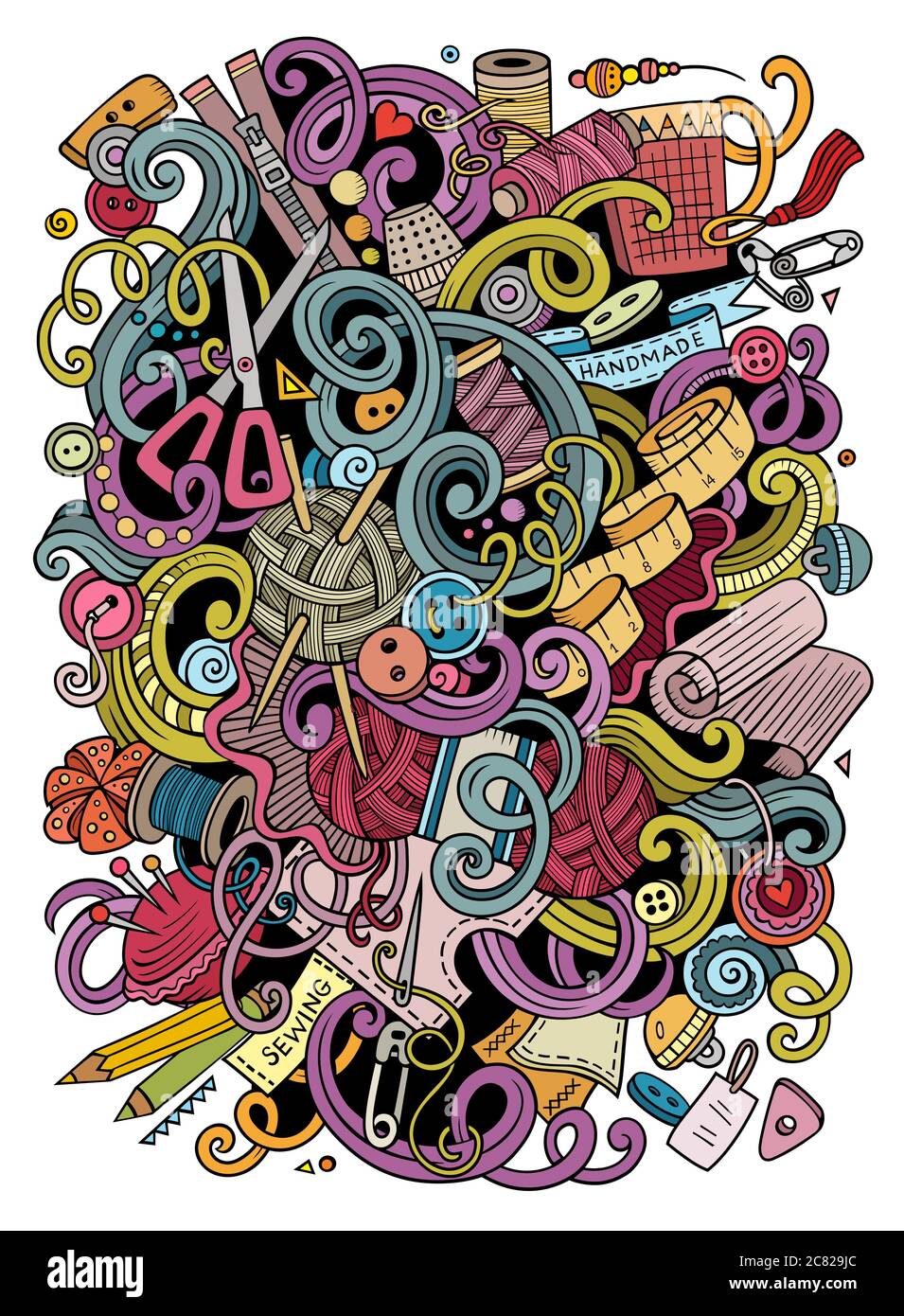 Cartoon cute doodles hand drawn Handmade illustration Stock Vector ...