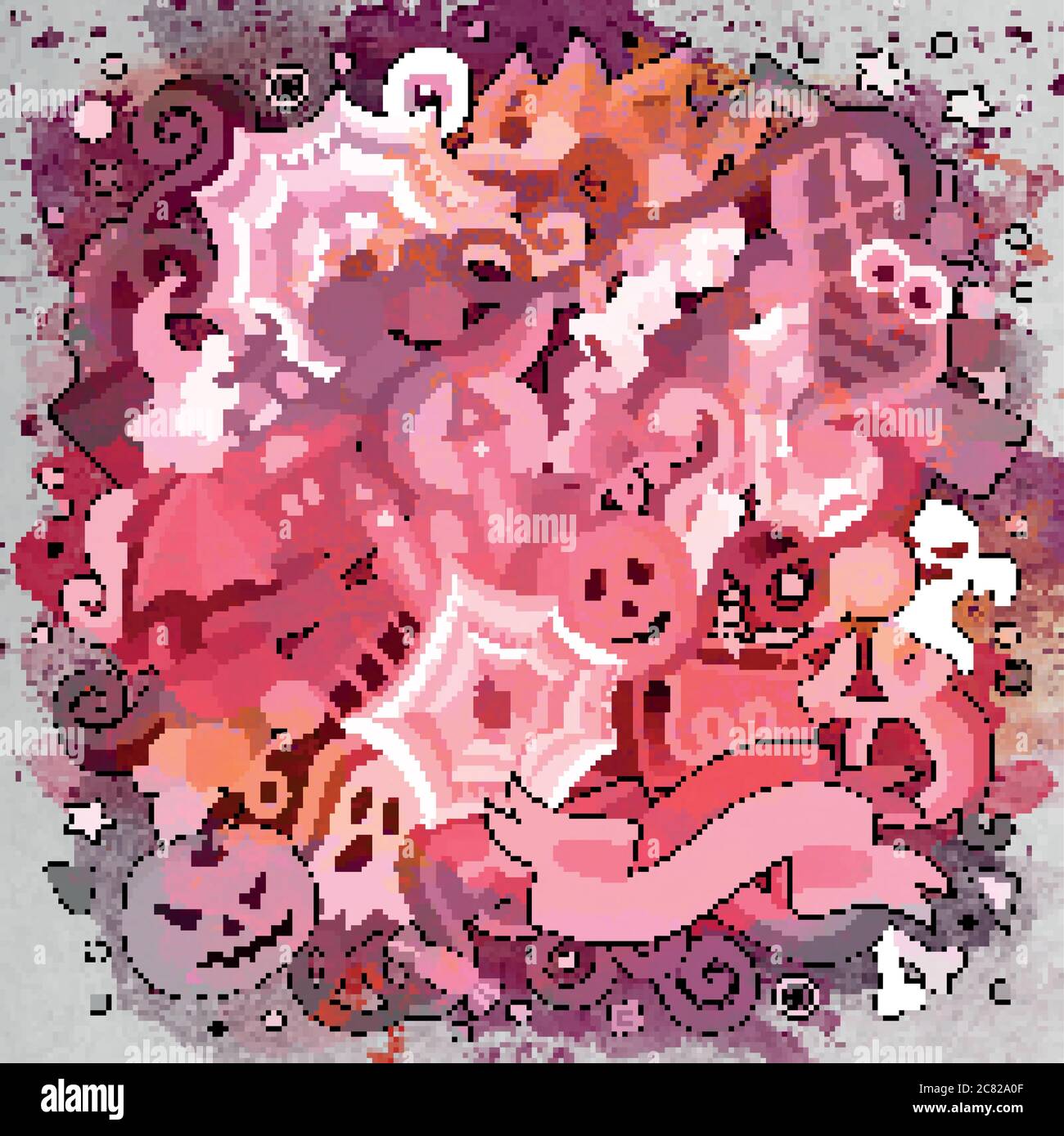 Cartoon cute doodles hand drawn Halloween illustration Stock Vector ...