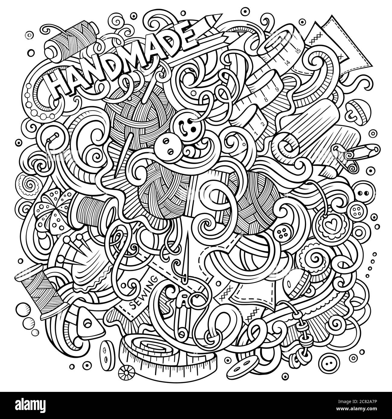 Cartoon cute doodles hand drawn Handmade illustration Stock Vector ...