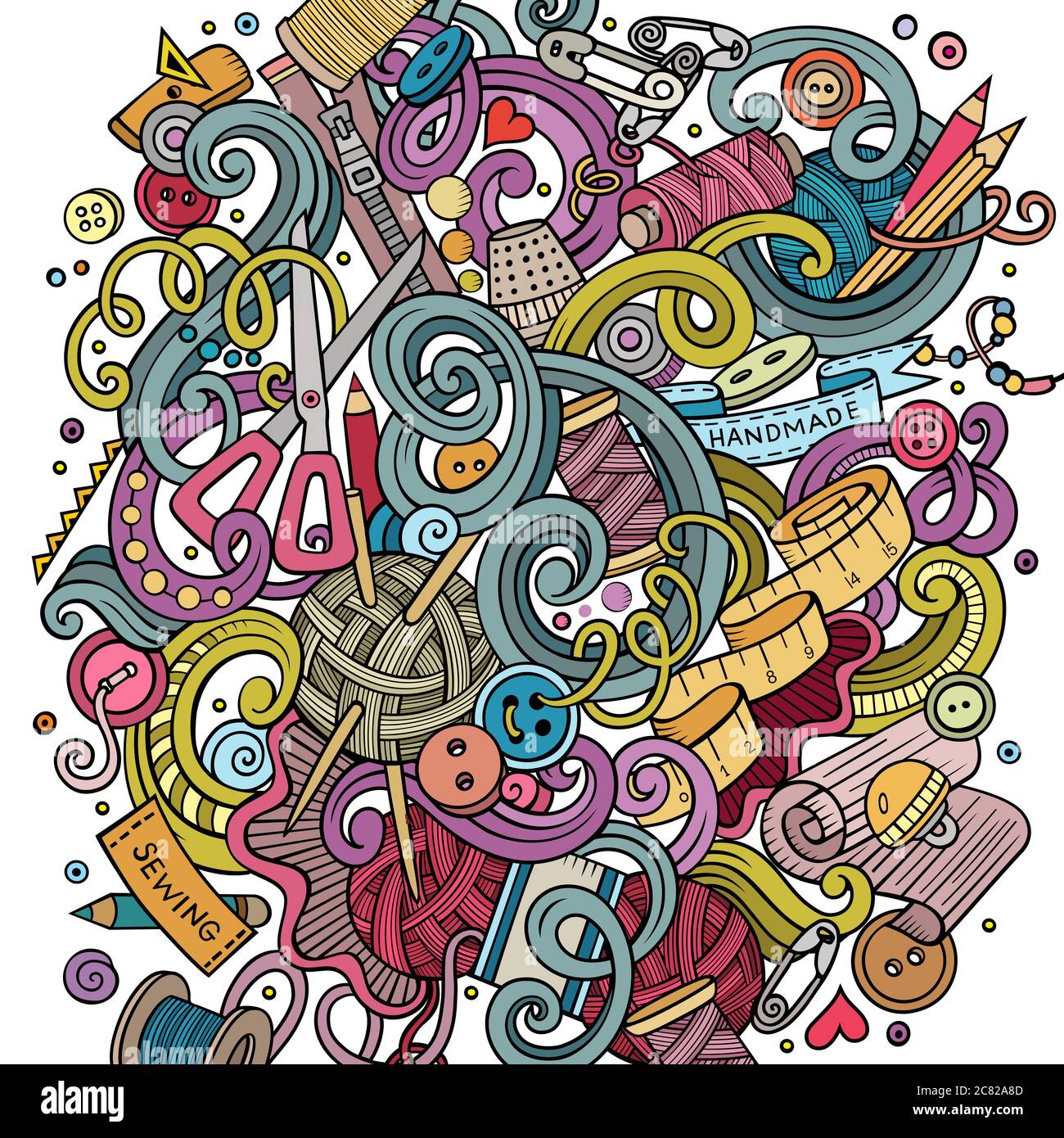 Cartoon cute doodles hand drawn Handmade illustration Stock Vector ...