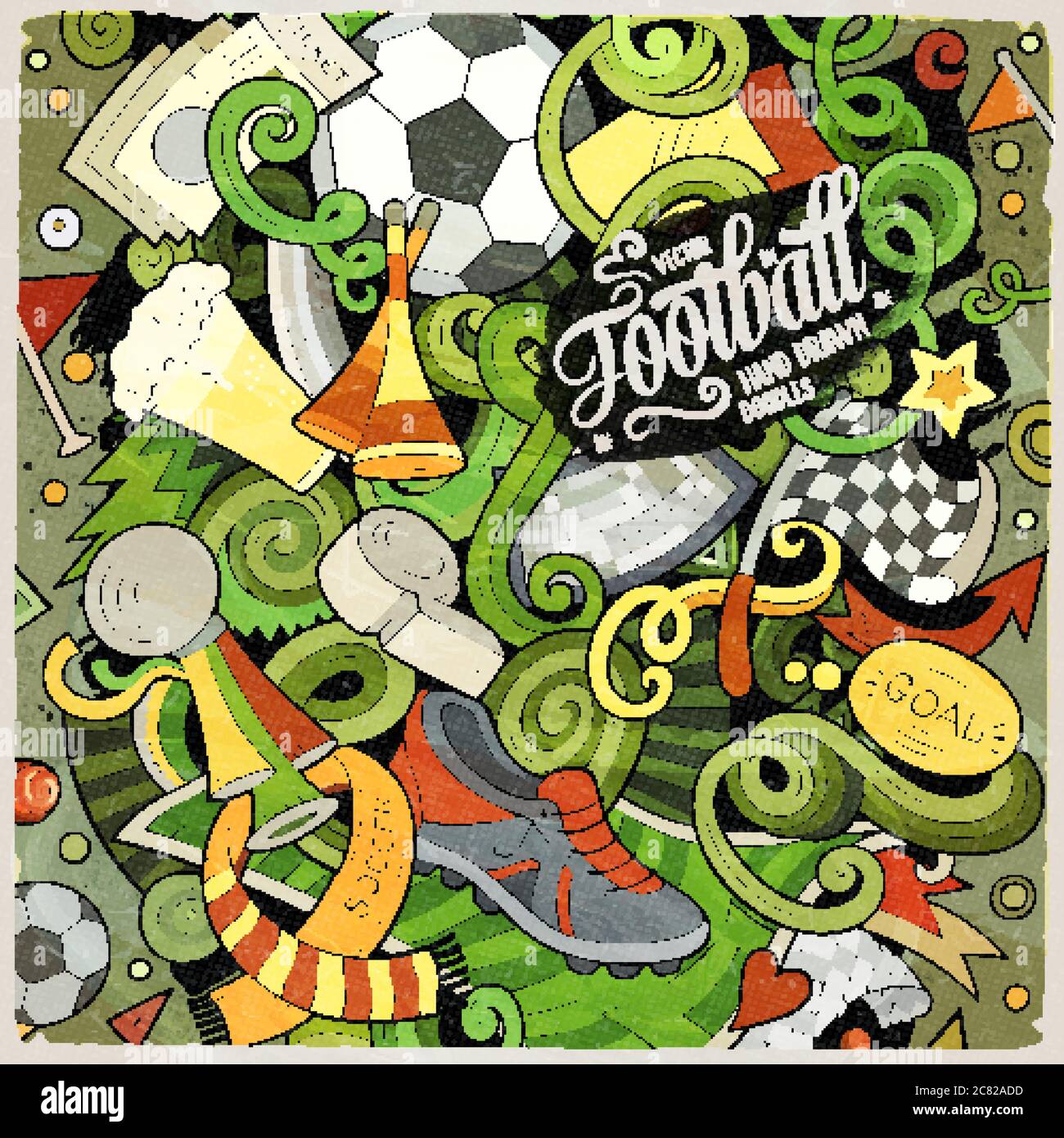 Cartoon vector doodles Football illustration Stock Vector Image & Art ...