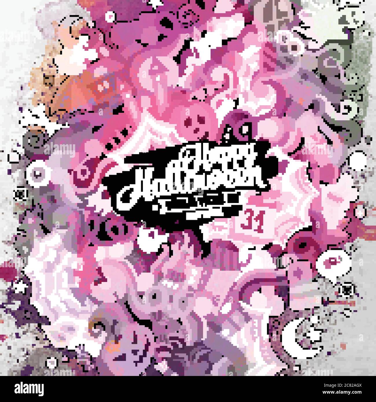 Cartoon cute doodles hand drawn Halloween illustration Stock Vector ...