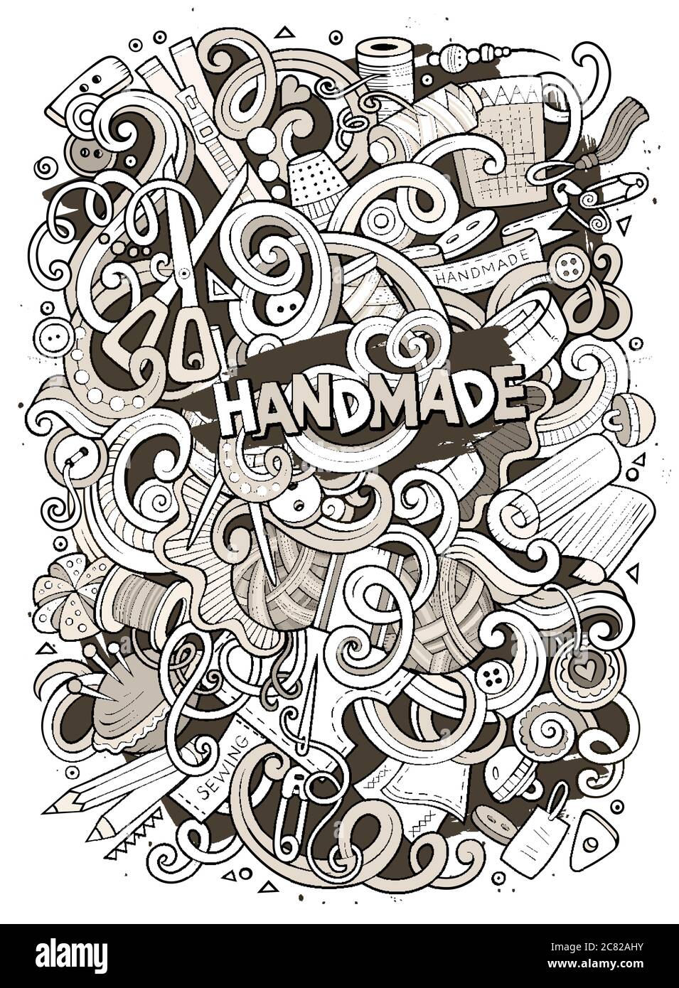 Cartoon cute doodles hand drawn Handmade illustration Stock Vector ...