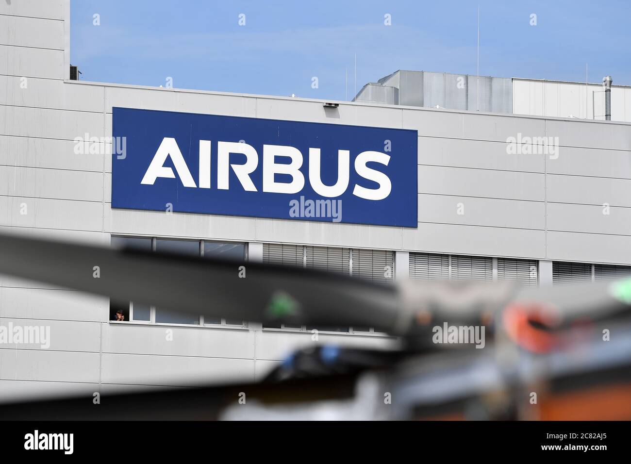 Airbus company emblem, logo, lettering on a hangar. Markus SOEDER ...