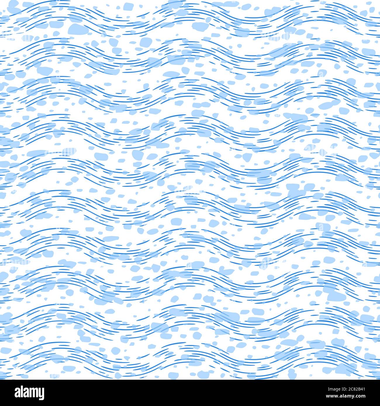 Seamless pattern of hand-drawn waves. Ocean water splashes flowing ...