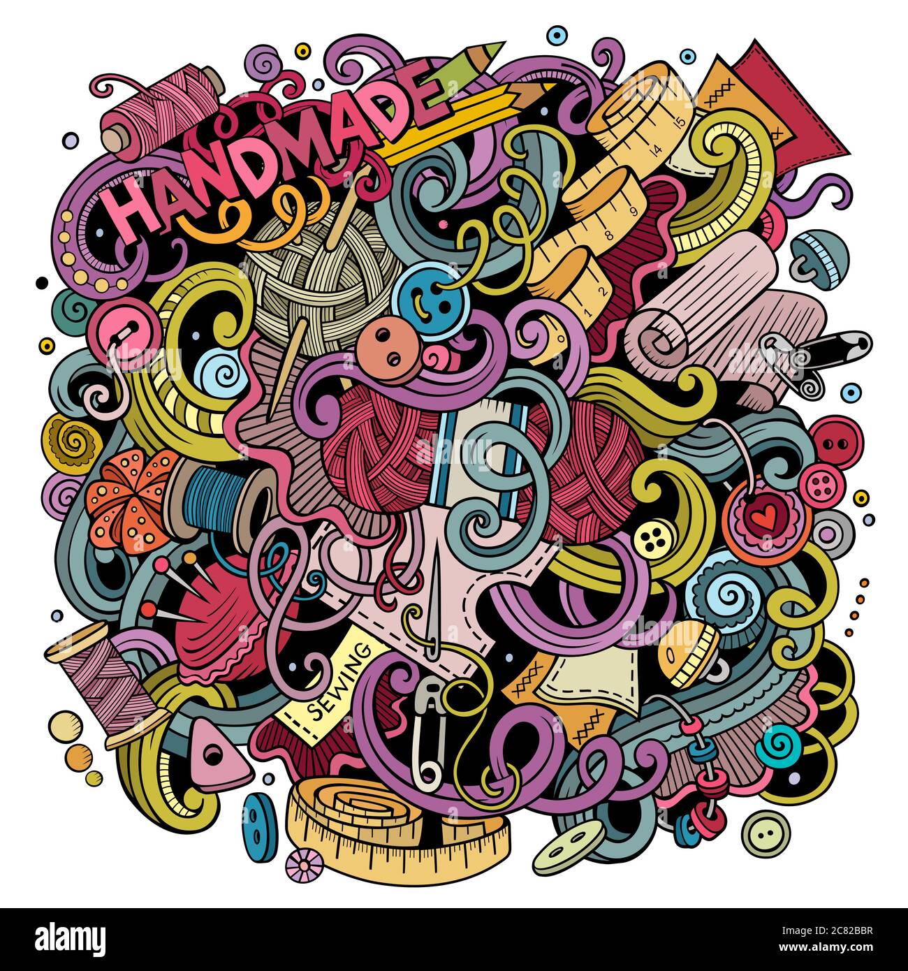 Cartoon cute doodles hand drawn Handmade illustration Stock Vector ...