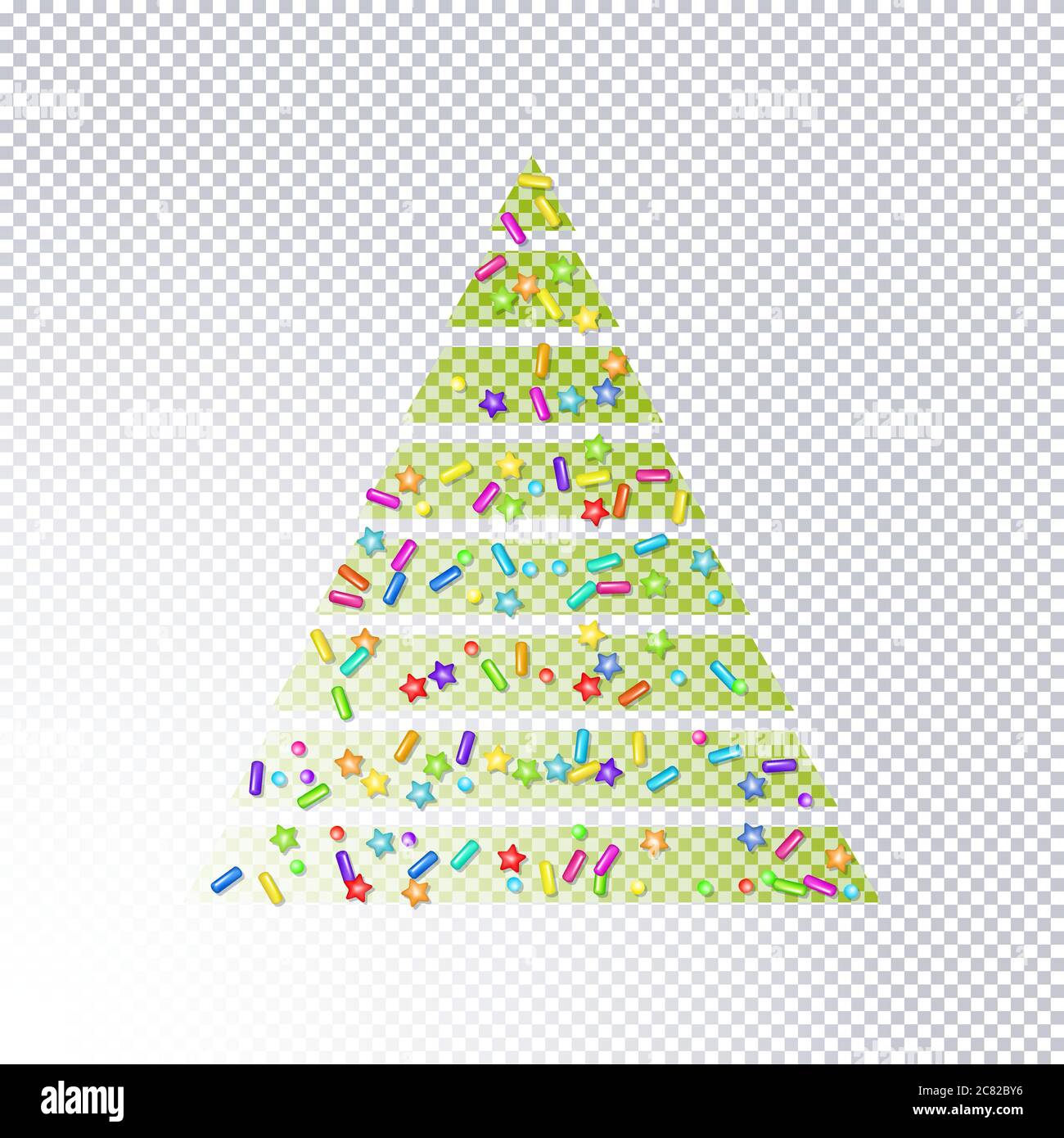 Sprinkle with grains of desserts. Abstract transparent christmas tree ...