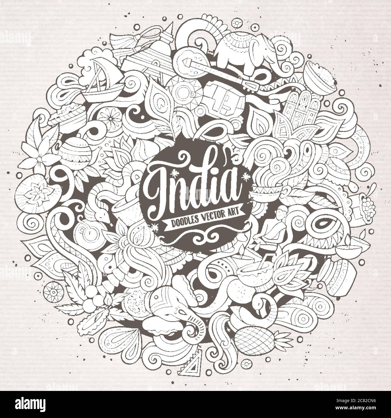 Cartoon cute doodles hand drawn India illustration Stock Vector Image ...