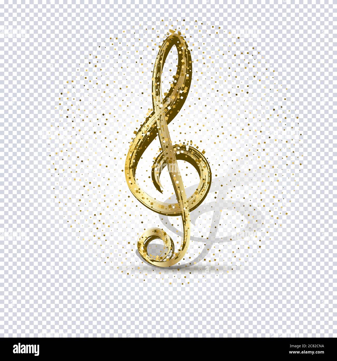 Gold Treble Clef. Luxury shiny little random stellar falling on ...