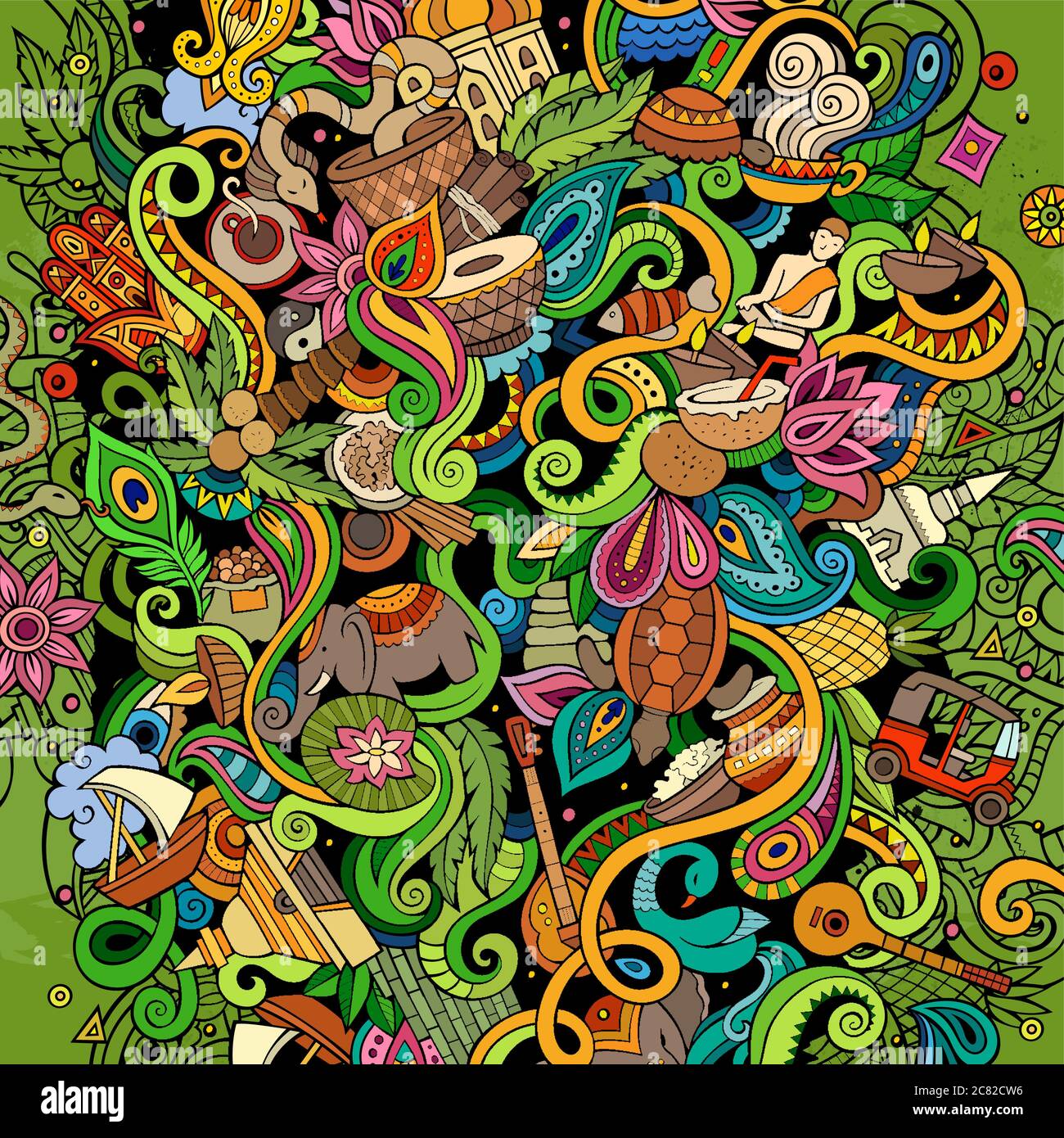 Cartoon cute doodles hand drawn India illustration Stock Vector Image ...