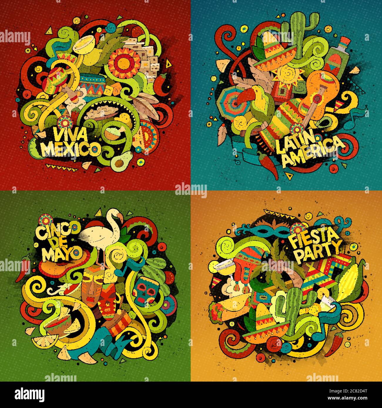 Latin America vector hand drawn Doodle illustration Stock Vector Image ...