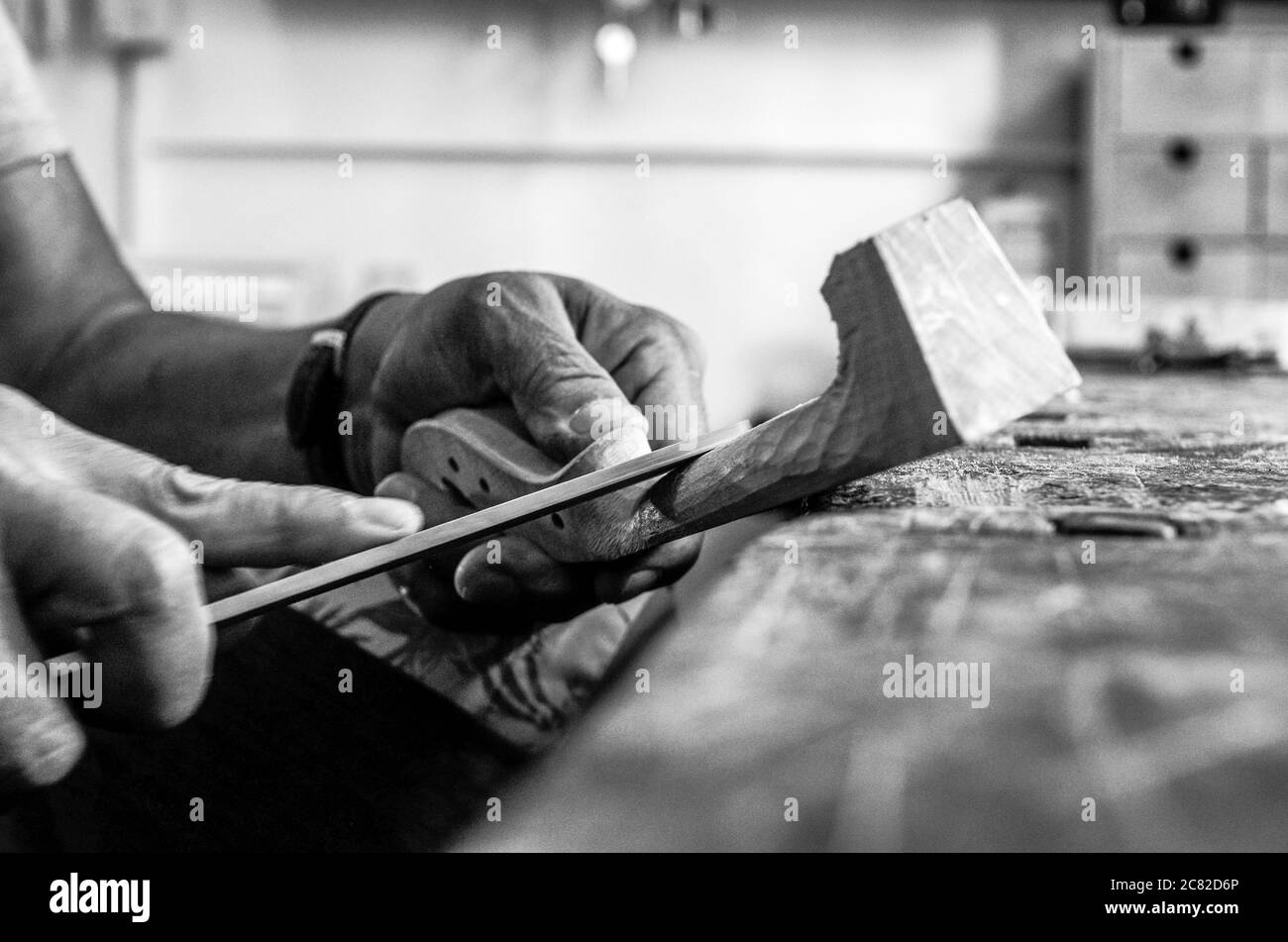 Violin maker luthier Carlos Roberts in his Cremona Italy workshop ...
