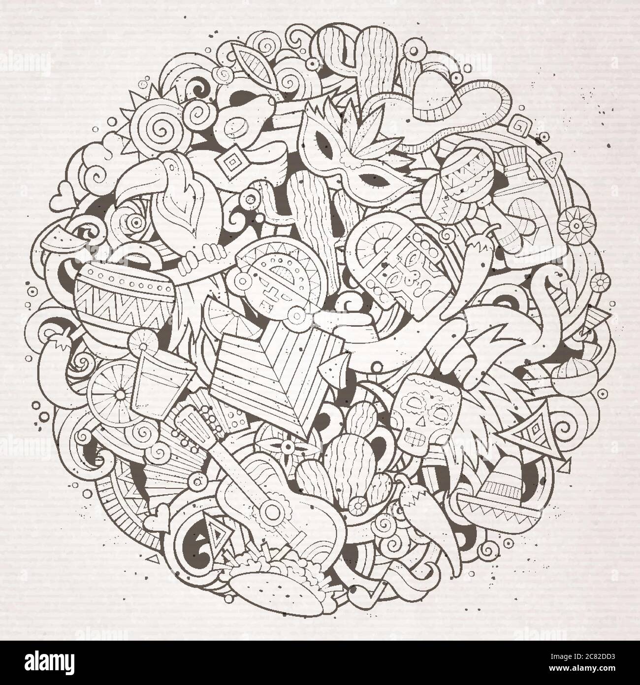 Cartoon vector hand drawn Doodle Latin American illustration Stock ...