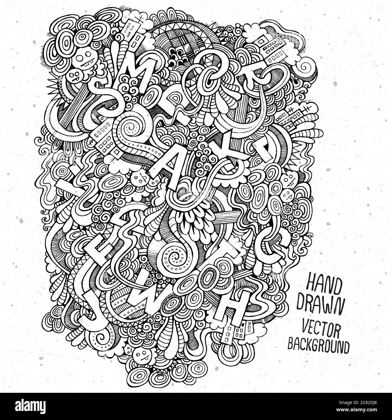 doodles hand drawn letters sketch background Stock Vector Image & Art ...
