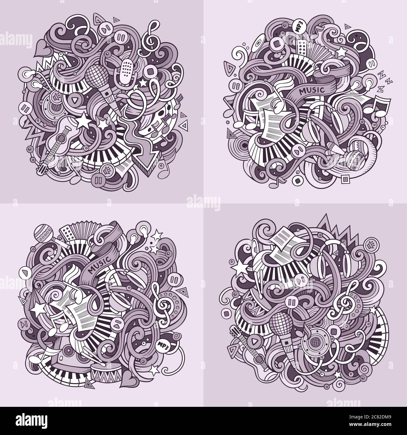 Music cartoon 4 square composition backgrounds Stock Vector Image & Art ...