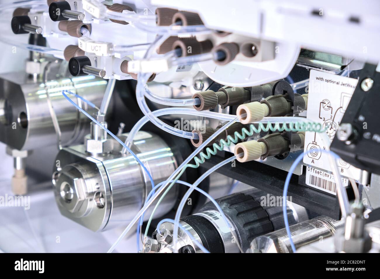 Binary pump in HPLC system. High performance liquid chromatography at ...