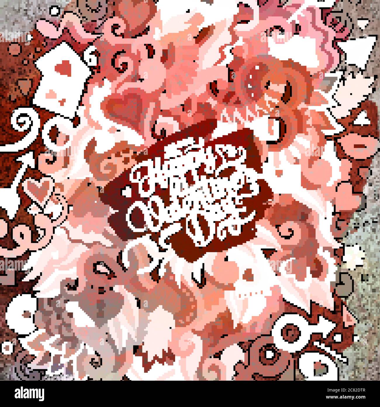 Cartoon cute doodles hand drawn Valentines Day frame Stock Vector Image ...