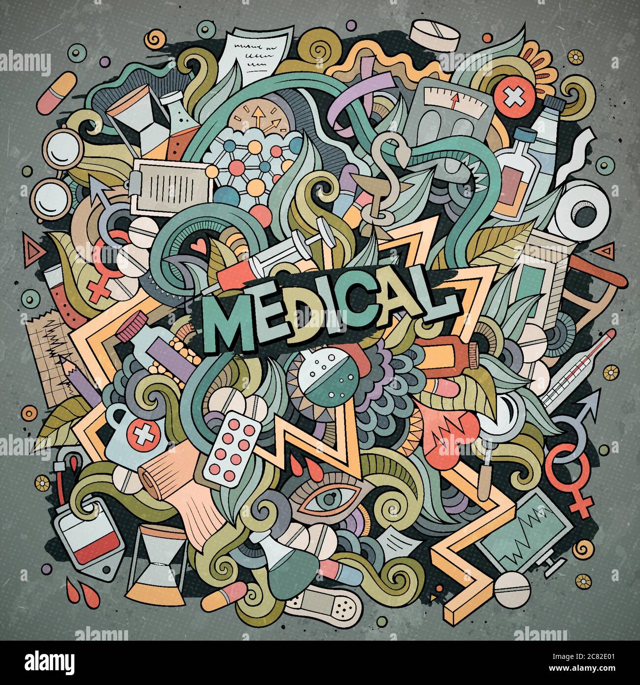 Cartoon cute doodles hand drawn Medical illustration Stock Vector Image ...