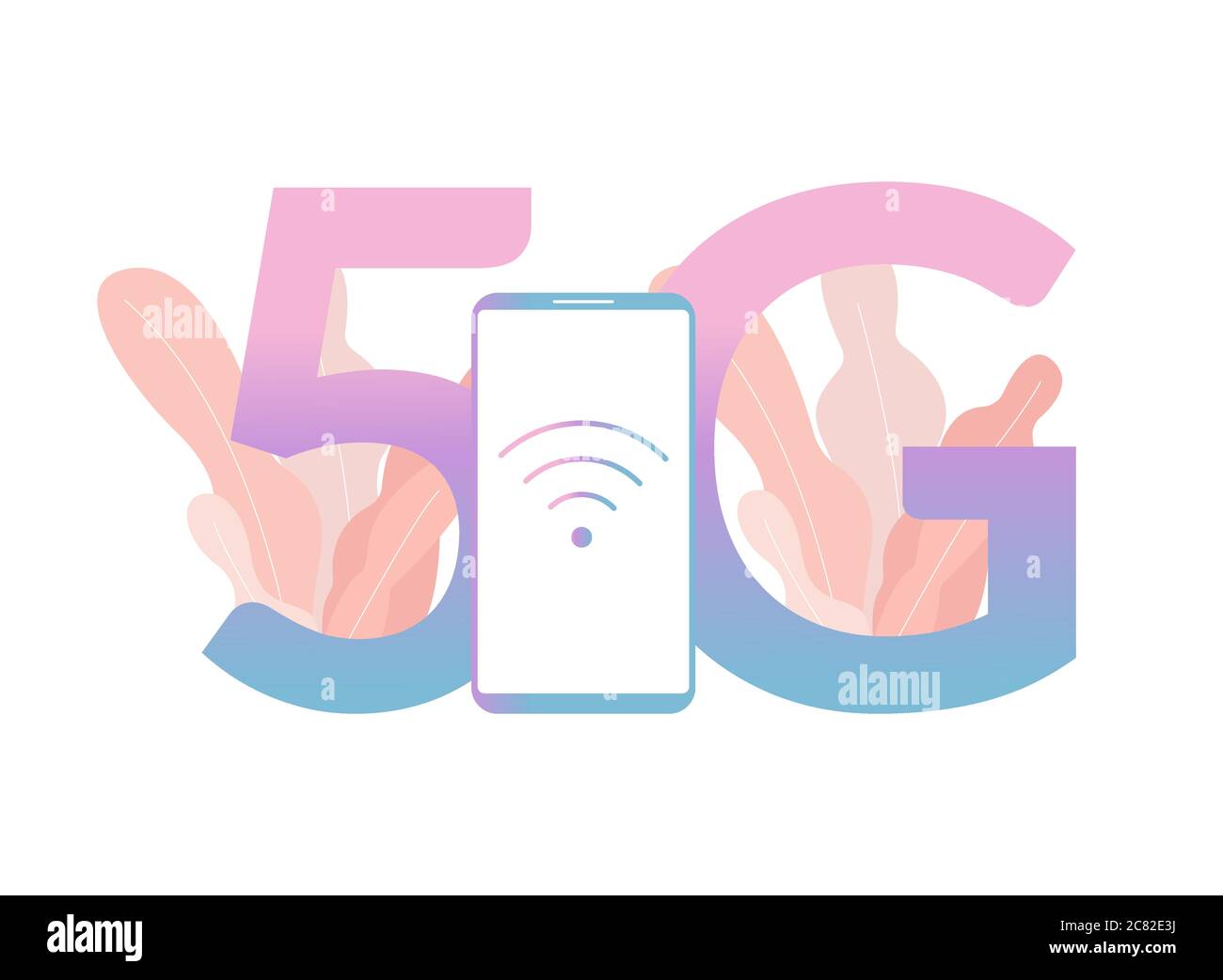 Phone with 5g wireless network technology isolated. Smartphone and 5G ...