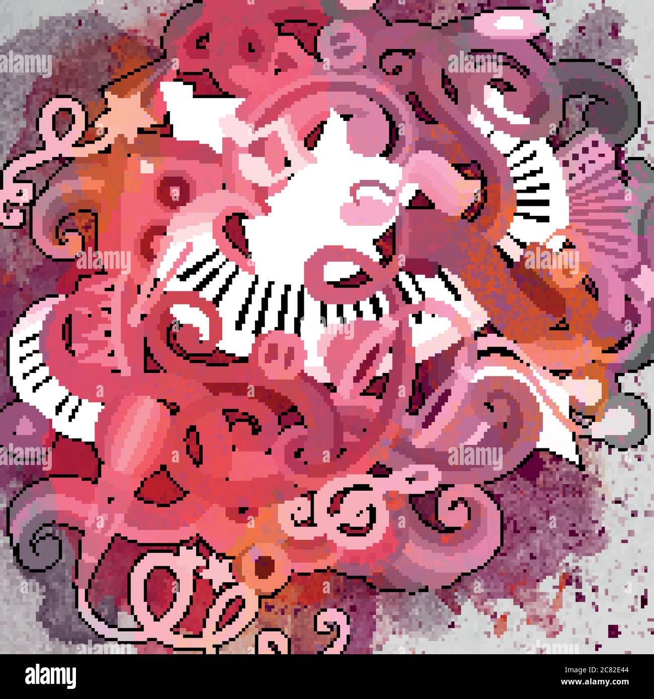 Cartoon hand-drawn doodles Musical illustration Stock Vector Image ...