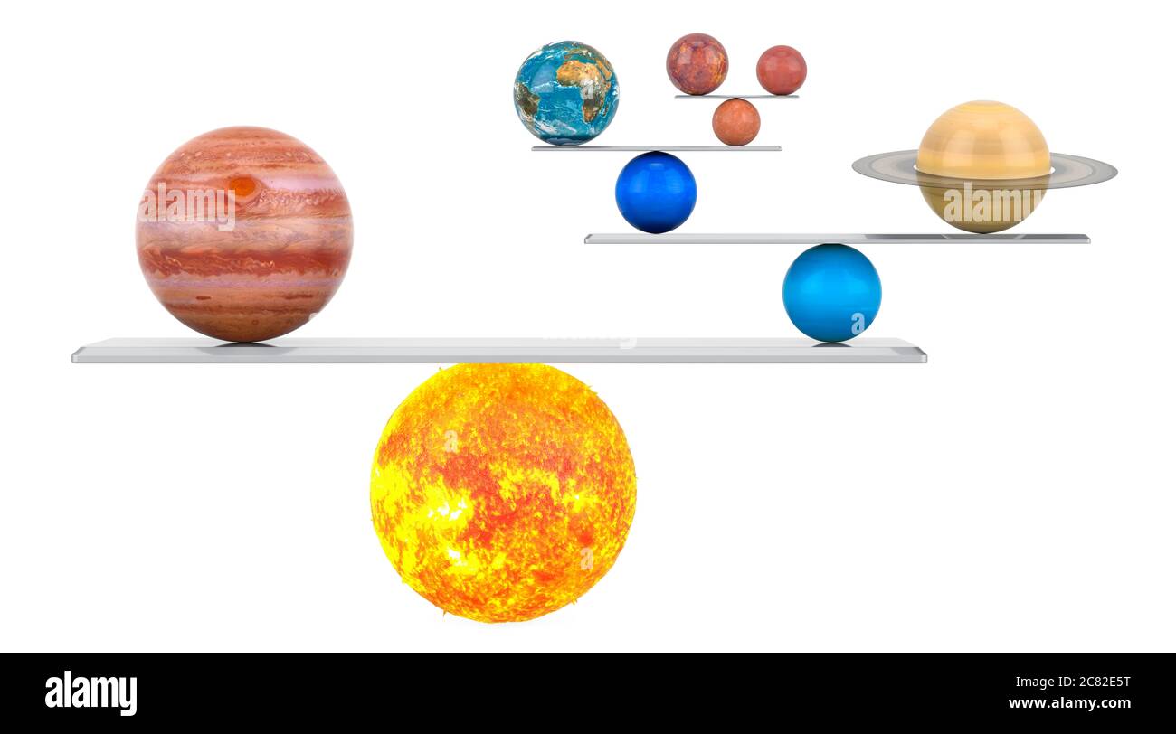 Balance from solar system, 3D rendering isolated on white background ...